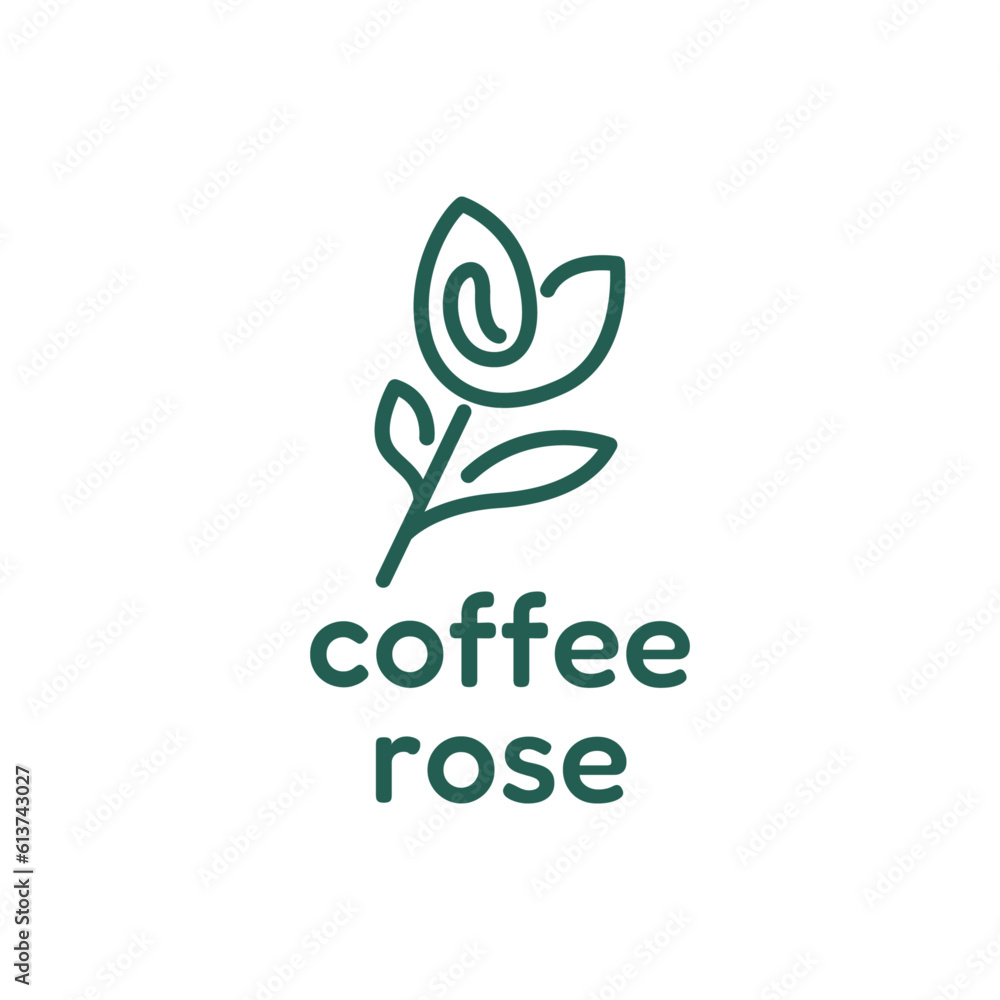 Coffee rose modern logo design Stock Vector | Adobe Stock