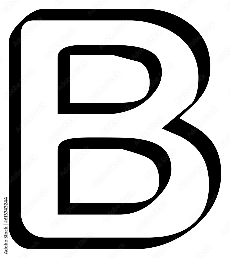 Modern uppercase letter B alphabet character isolated on transparent ...