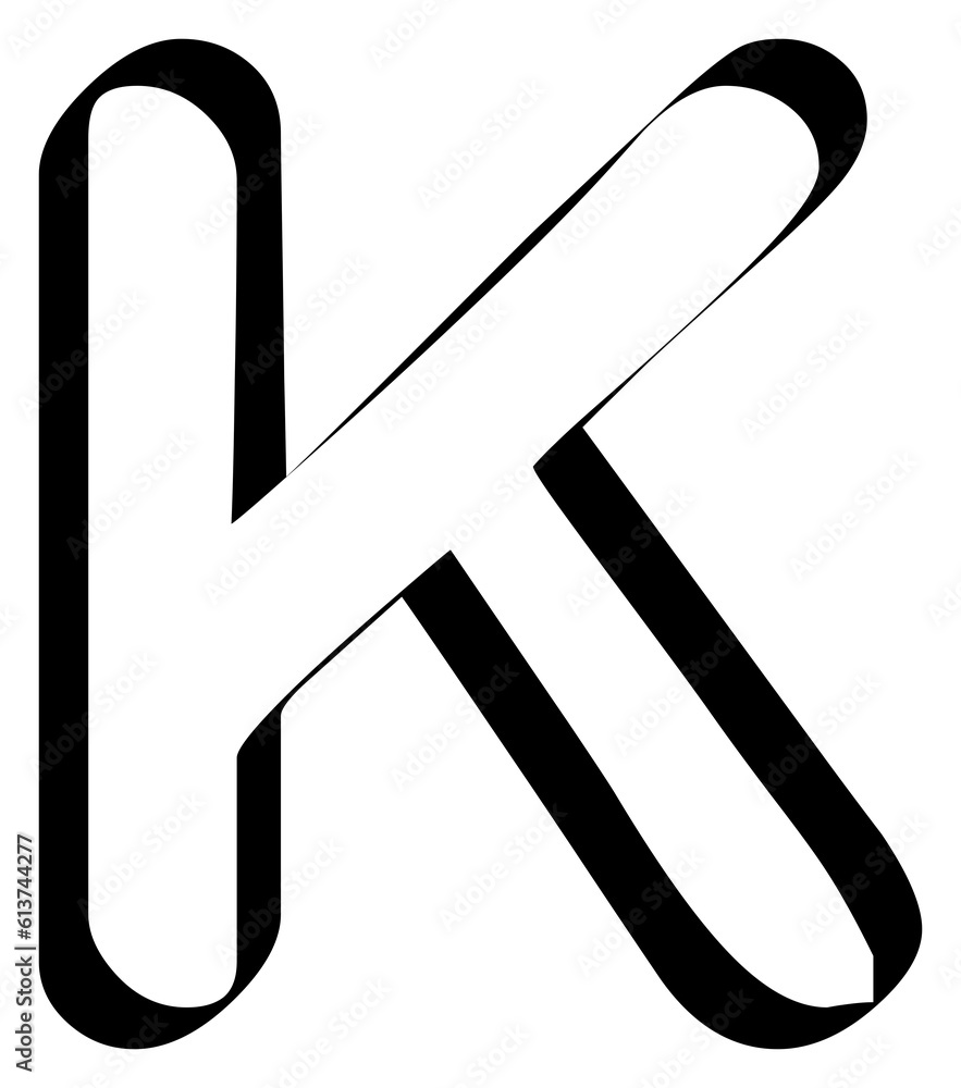 Modern uppercase letter K alphabet character isolated on transparent ...
