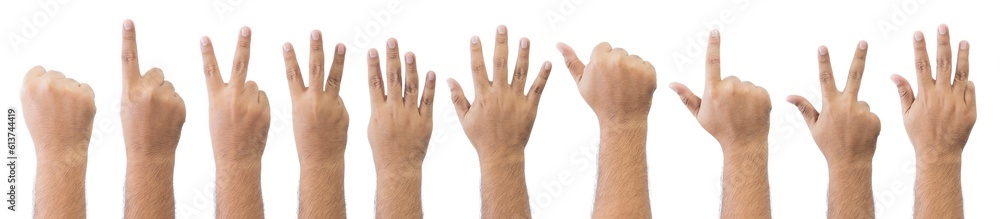 Set Close-up man's back of handful. close outstretched hand, showing ...