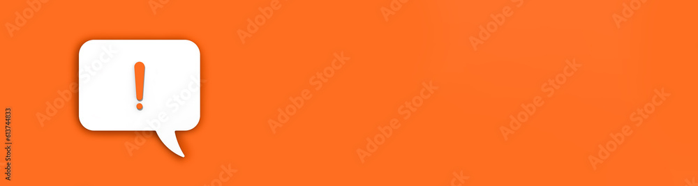 Orange exclamation mark on a white message board. Alarm signal in the ...