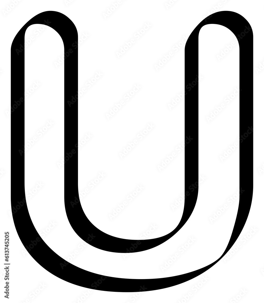 Modern uppercase letter U alphabet character isolated on transparent ...