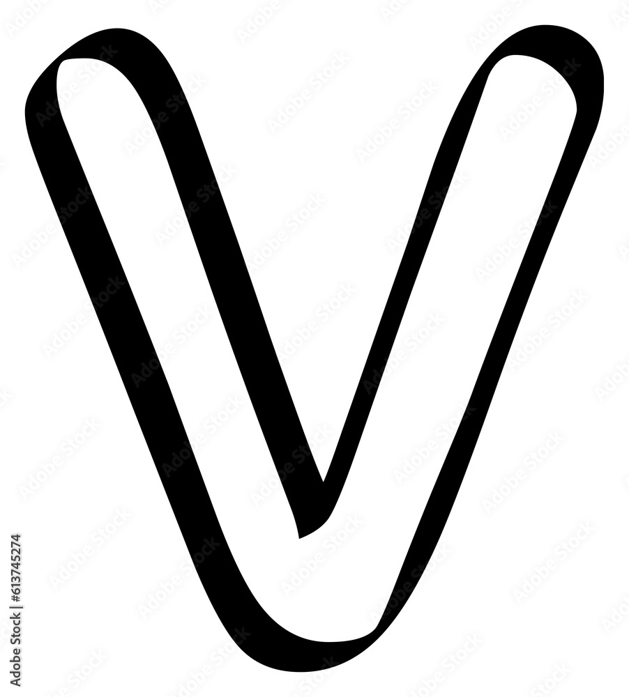 Modern uppercase letter V alphabet character isolated on transparent ...