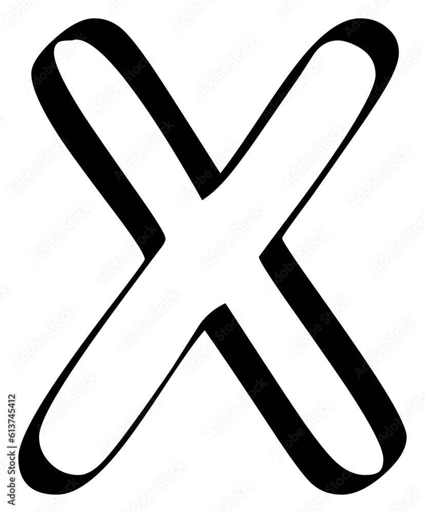 Modern uppercase letter X alphabet character isolated on transparent ...