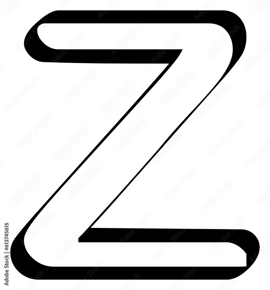 Modern uppercase letter Z alphabet character isolated on transparent ...