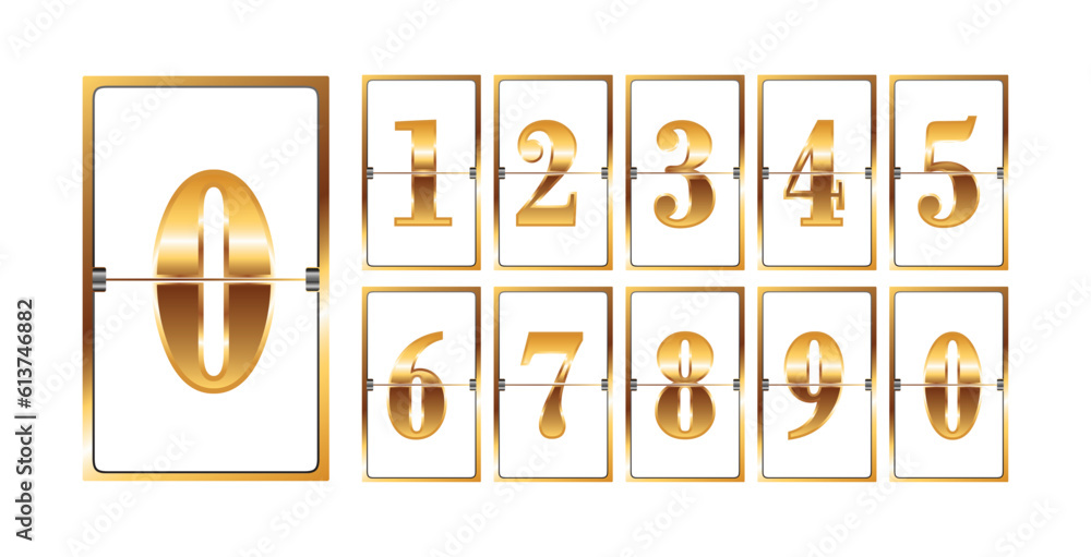 Clock countdown display. Set numbers flip watch. Black and white date ...