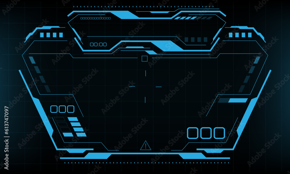 HUD sci-fi interface screen blue dashboard digital view design virtual ...