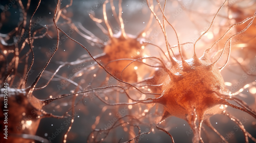 plexus of neuron cells in the nervous system abstract background ...