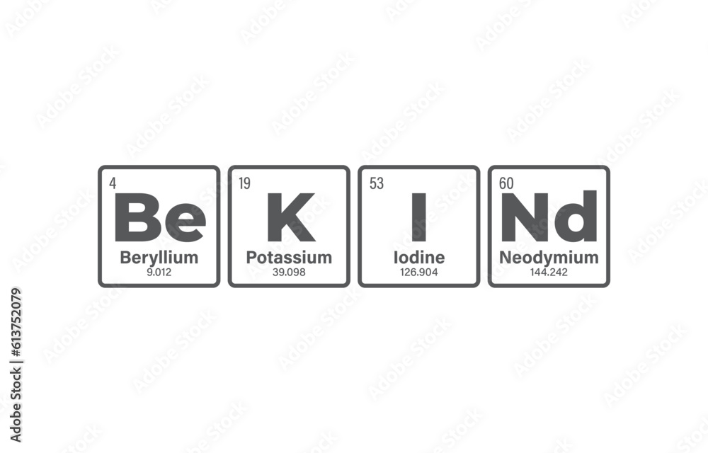 Vector inscription BE KIND composed of individual elements of the ...