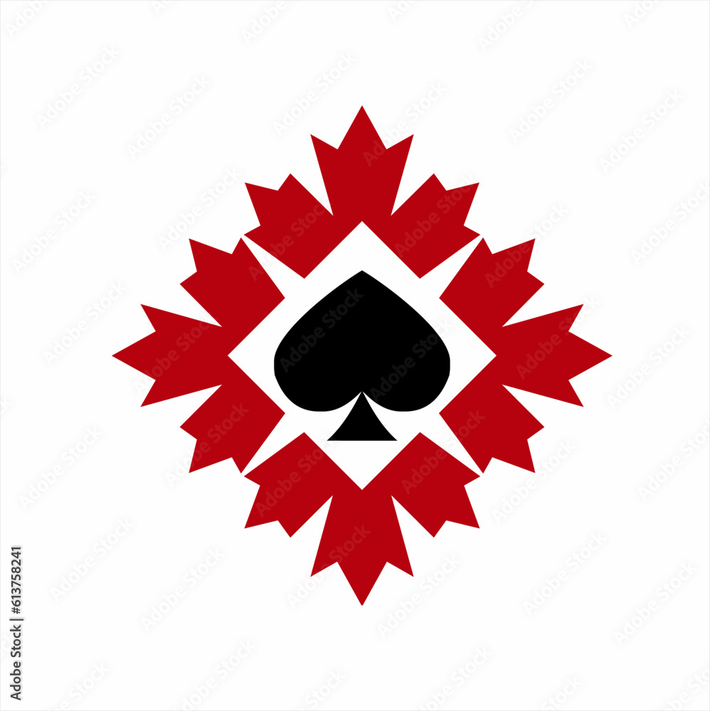 Ace of spades logo design with diamond and abstract maple leaf. Stock ...