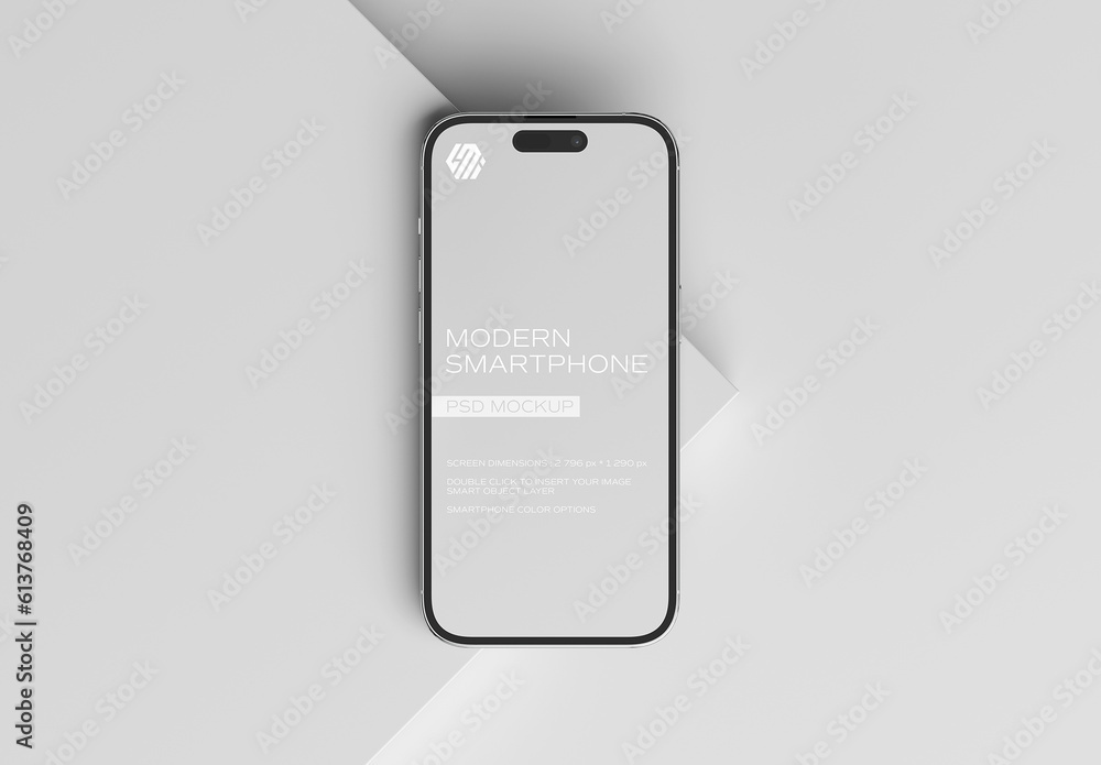 Mobile Phone Mockup on White Squared Display Corner Stock Template ...
