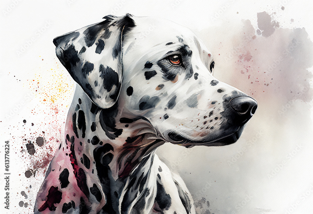 Dalmatian pet dog watercolour portrait painting which is a popular ...