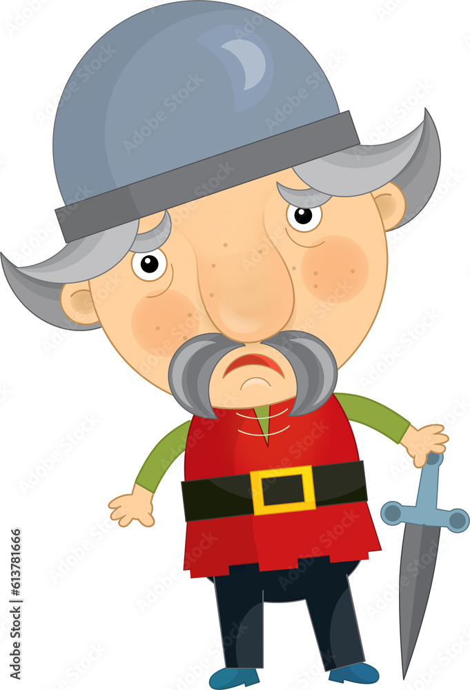 cartoon scene with medieval happy knight in armor isolated illustration ...