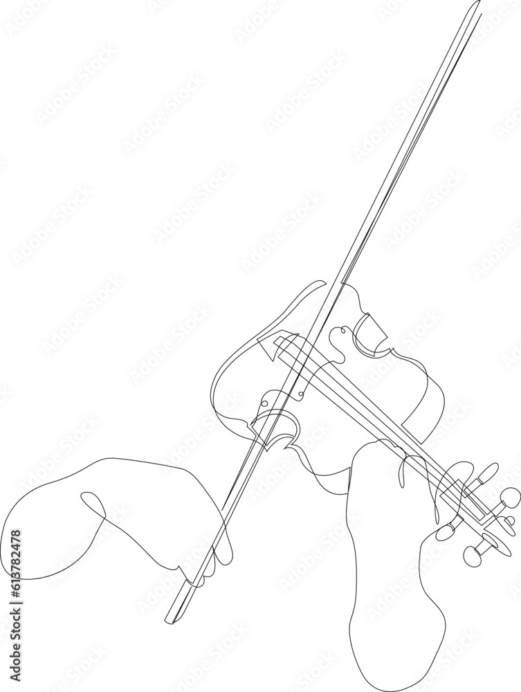 Violinist one continuous line art drawing vector illustration. Person ...