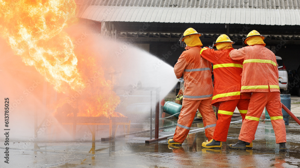 Fireman,Firefighter training Firefighters using water and fire ...