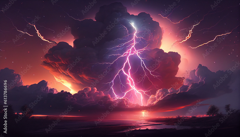 concept of natural disasters Lightning and storms caused by ...