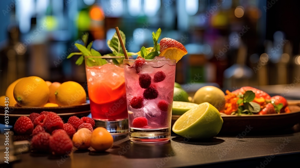 Selection of colorful mocktails. Non-alcoholic beverages, designed to ...