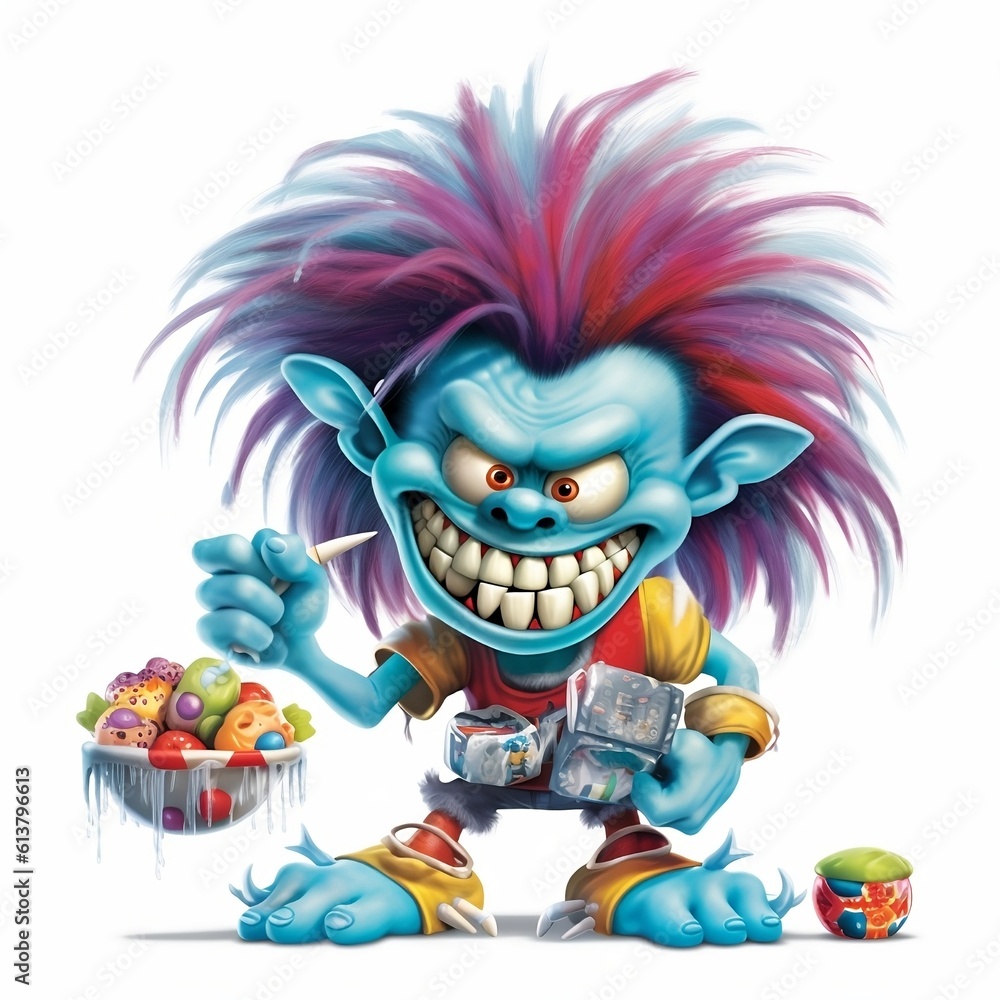 Cartoon wicked monster eating on white background Stock Illustration ...