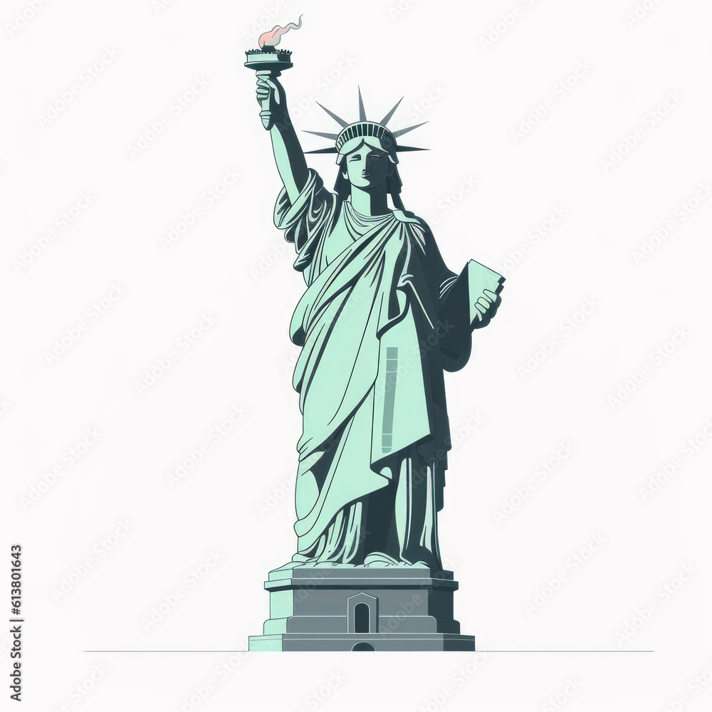 Illustration of the Statue of Liberty in New York City. Symbol, emblem ...