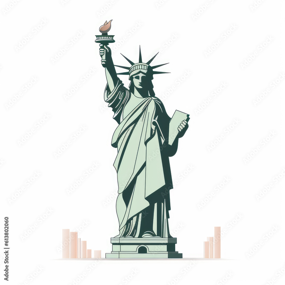 Illustration of the Statue of Liberty in New York City. Symbol, emblem ...