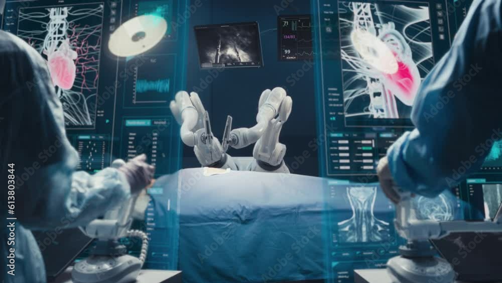 Surgeons Wearing AR Headsets And Using High-Precision Remote Controlled ...