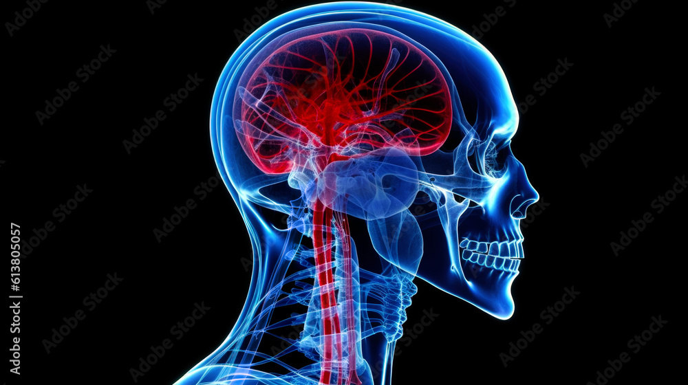 Radiology Head skull and brain x-ray for human examination ...