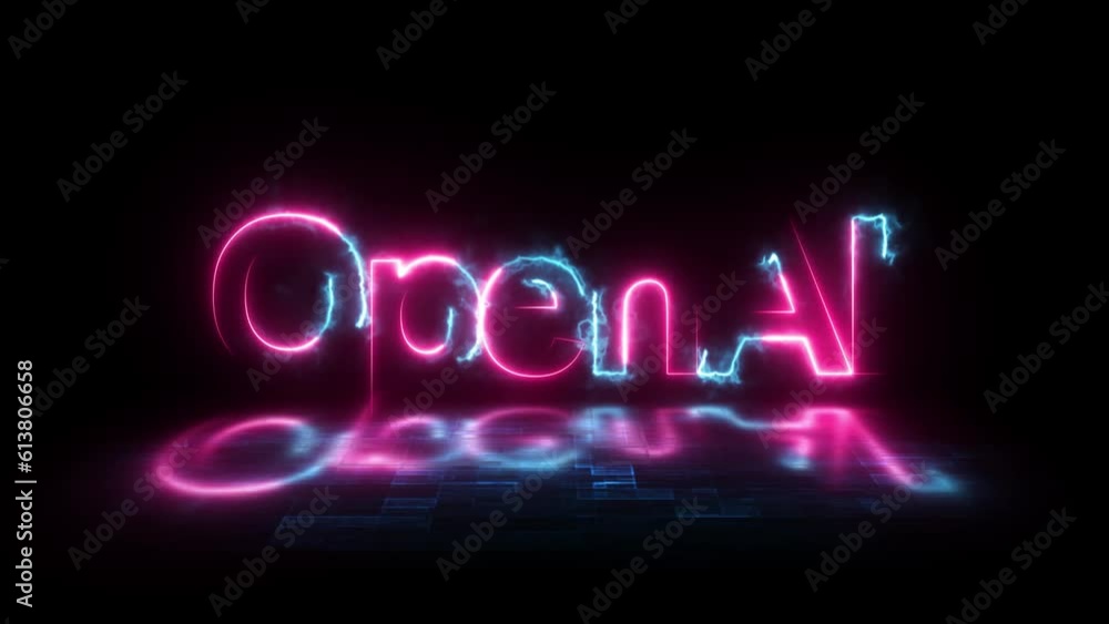 Neon from OpenAI Bright blue lights move in animation. 4k OPEN AI ...