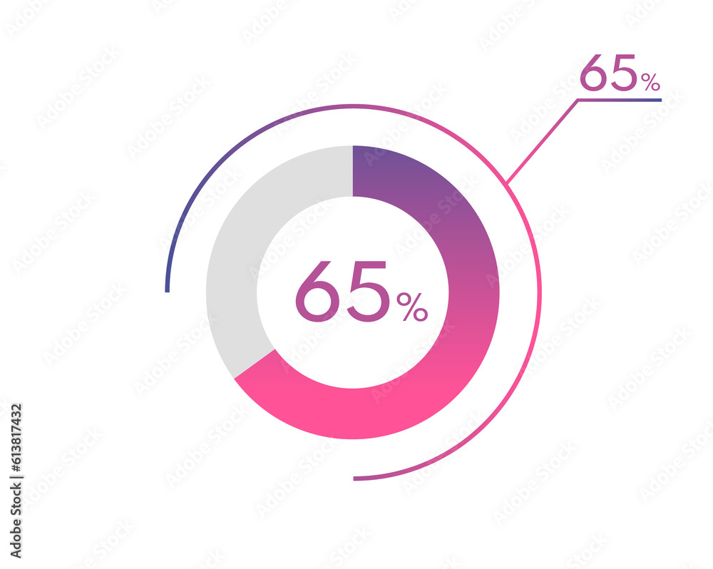 65 Percentage diagrams, pie chart for Your documents, reports, 65% ...