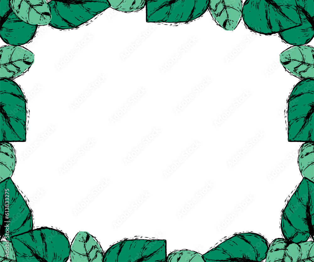 Doodle drawing leaves frame background Stock Vector | Adobe Stock