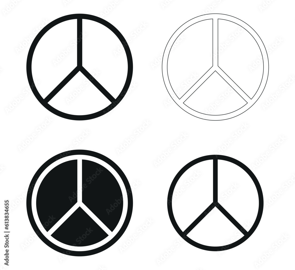 Set of vector icons - symbol of peace and love - full and empty ...
