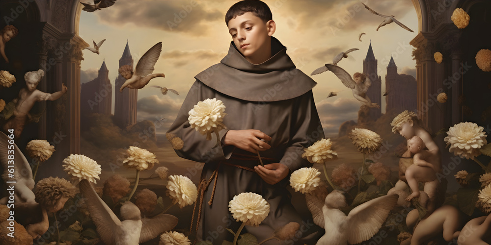 Saint Anthony of Padua religion faith holy illustration. St. Anthony ...
