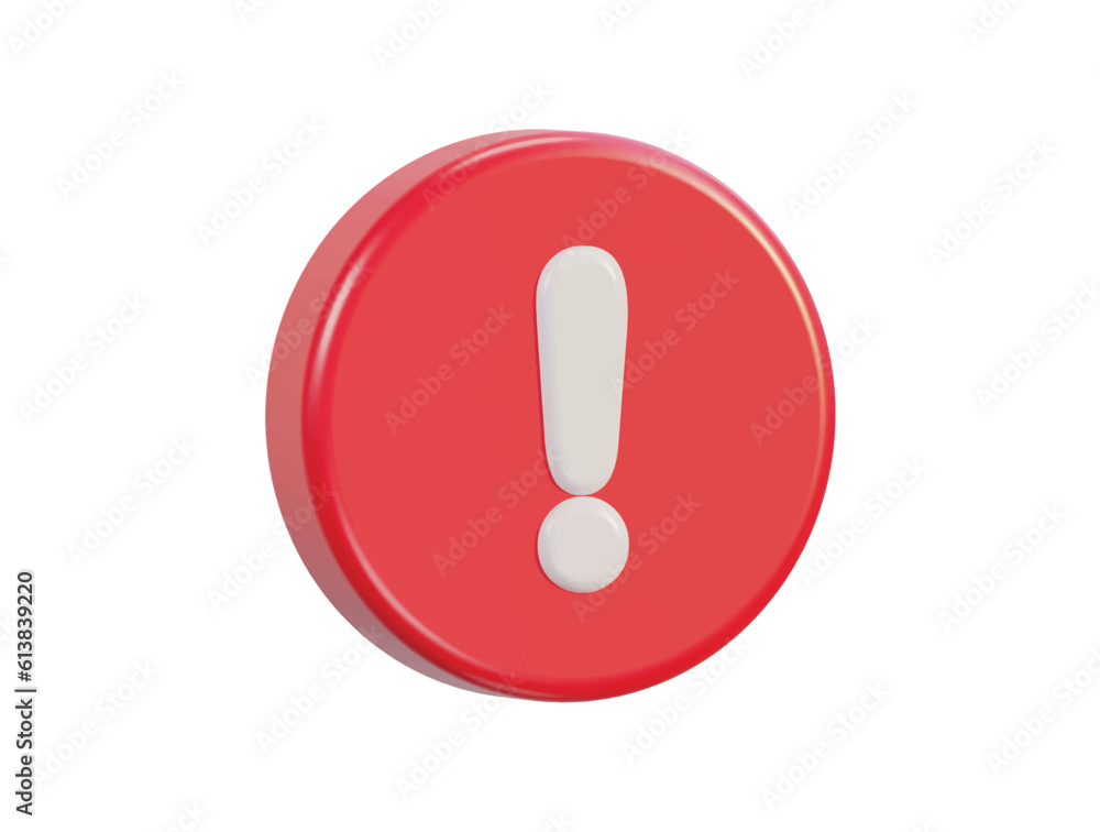 3d vector red exclamation circle sign warning or danger risk message ...