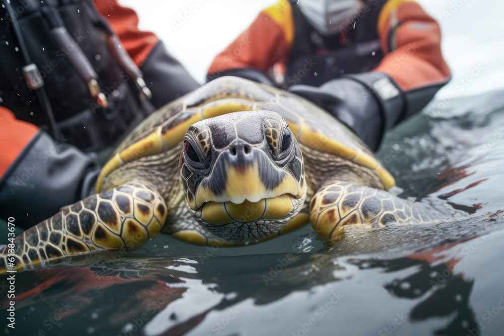 Animal activists released sea turtle into the wild after rehabilitation ...