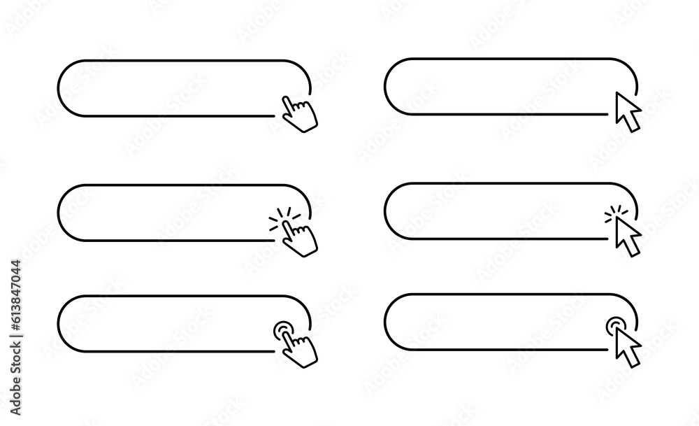 Click Here Button With Pointer Clicking Hand Pointer And Arrow Pointer Clicking Click Here Web