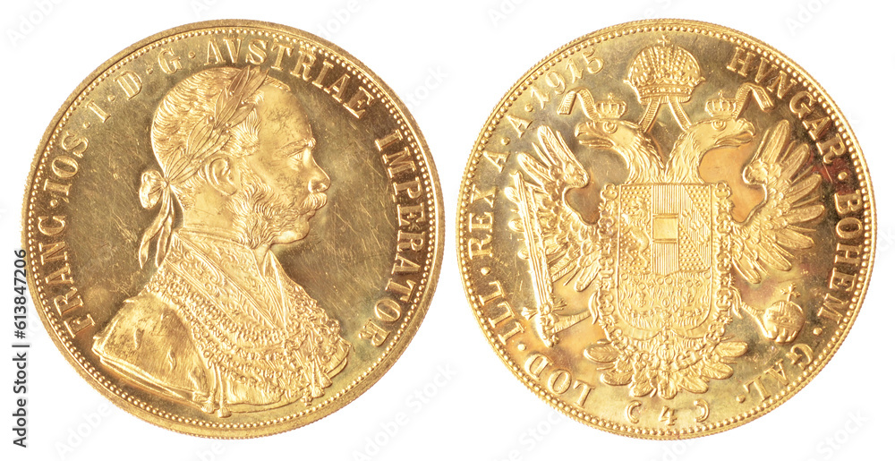 Fotografia do Stock: Gold coin four Austrian ducats from 1915 ...