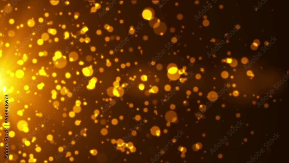 3D animation. Abstract background with boke effect. Luxury gold background with gold particle ...