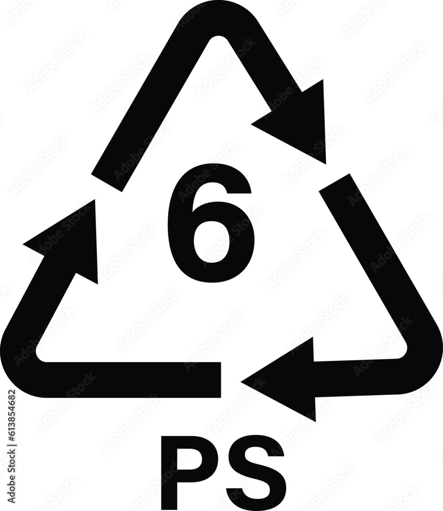 Plastic recycling symbol PS 6 vector illustration. Plastic recycling ...