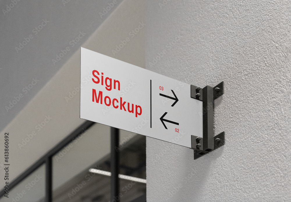 Metal Sign on Wall Mockup Stock Template | Adobe Stock