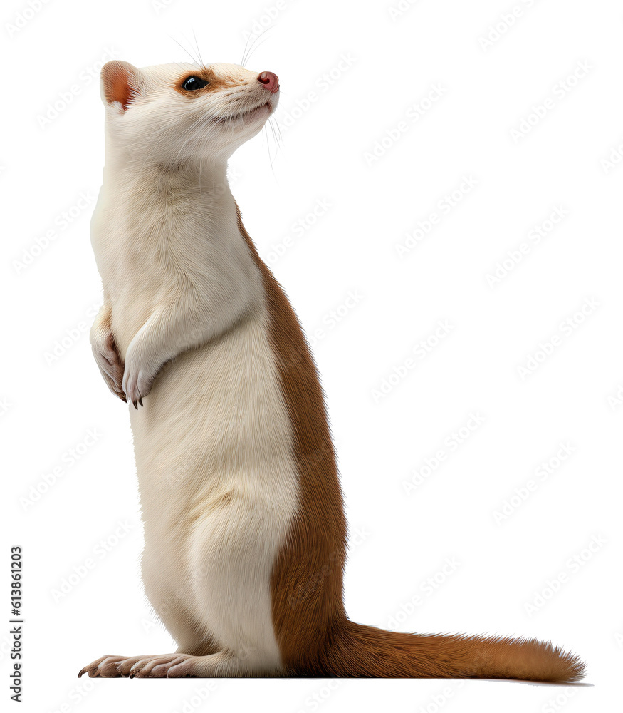 White ermine isolated on the transparent background PNG. AI generative ...