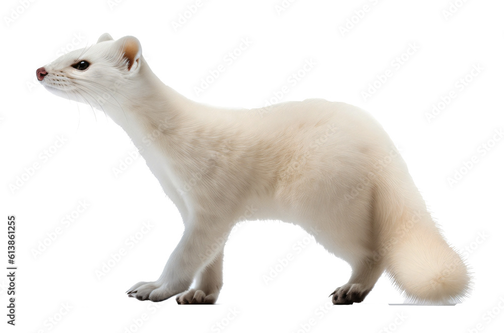 White ermine isolated on the transparent background PNG. AI generative ...
