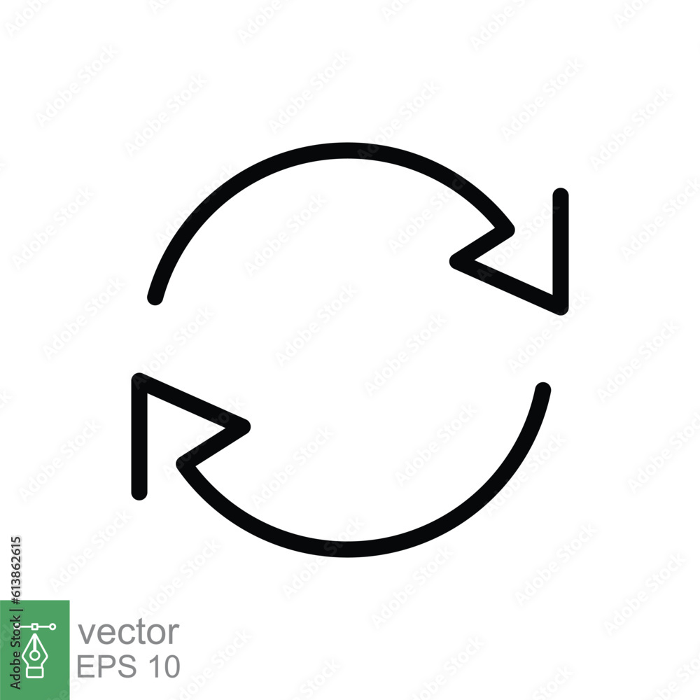 Exchange trade icon. Simple outline style. Replace, swap, reverse arrow, recap, change, flip ...