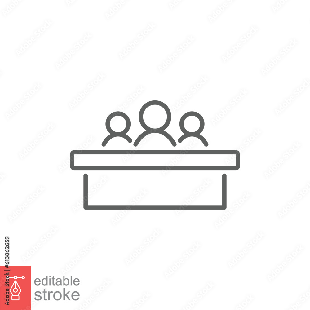Jury group committee icon. Simple outline style. Meeting board, legal ...