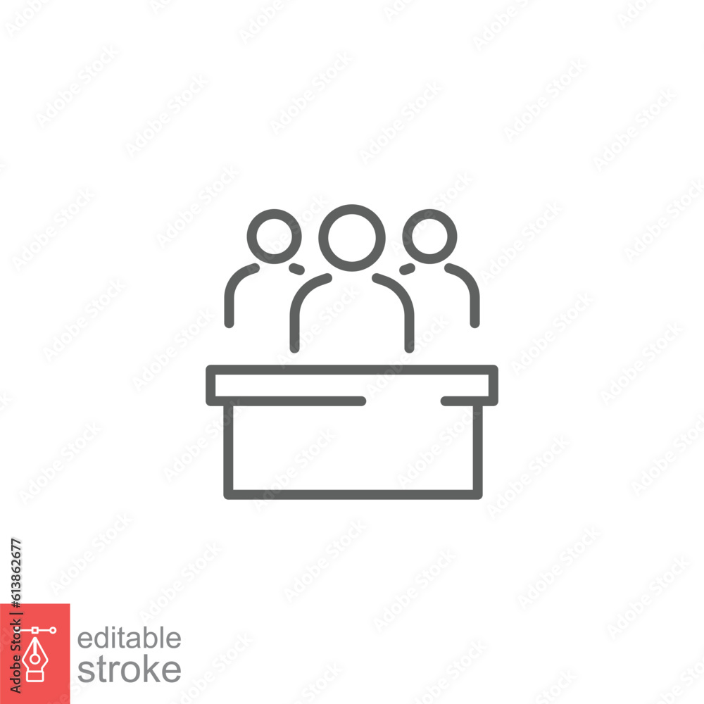 Jury group committee icon. Simple outline style. Meeting board, legal ...