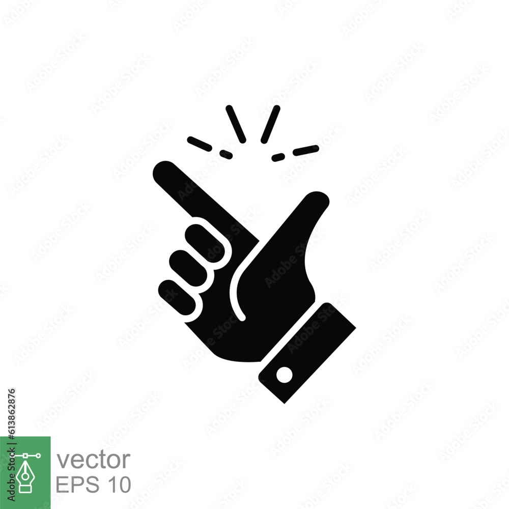 Easy icon. Simple solid style. Finger snapping, hand gesture, ok, yeah ...