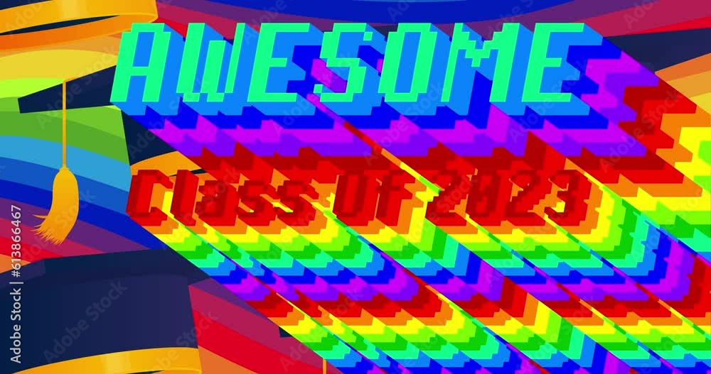 Awesome Class of 2023 text. 4k animated word with long layered ...