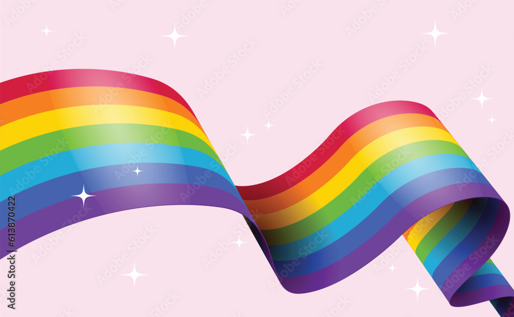 Waving abstract LGBT pride flag frame icon vector. LGBT flag design element isolated on a white ...