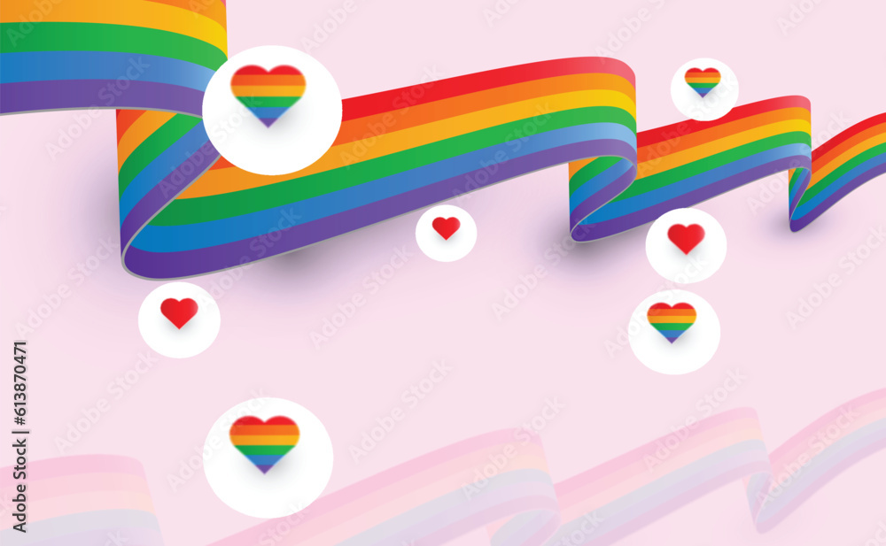 Waving abstract LGBT pride flag frame icon vector. LGBT flag design element isolated on a white ...