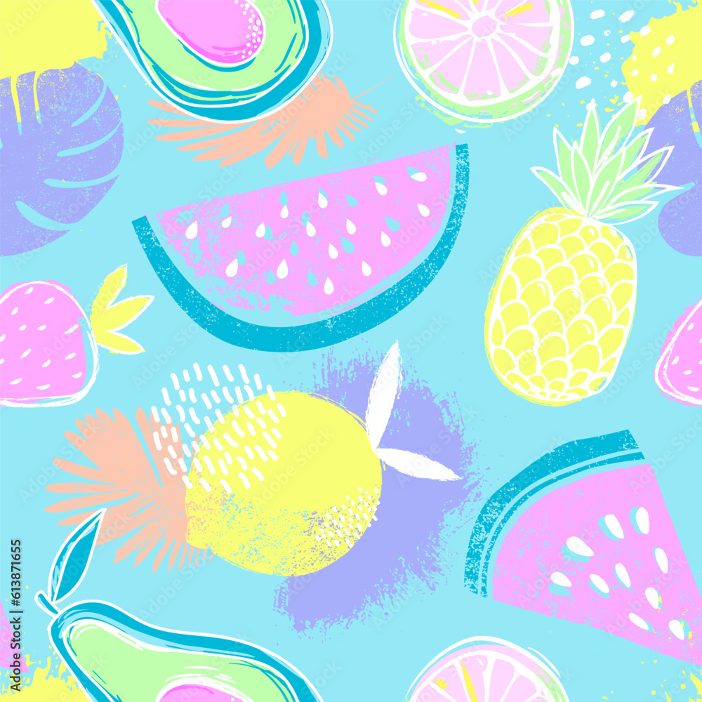 Fashion tropics funny wallpapers. Seamless pattern with watermelon ...