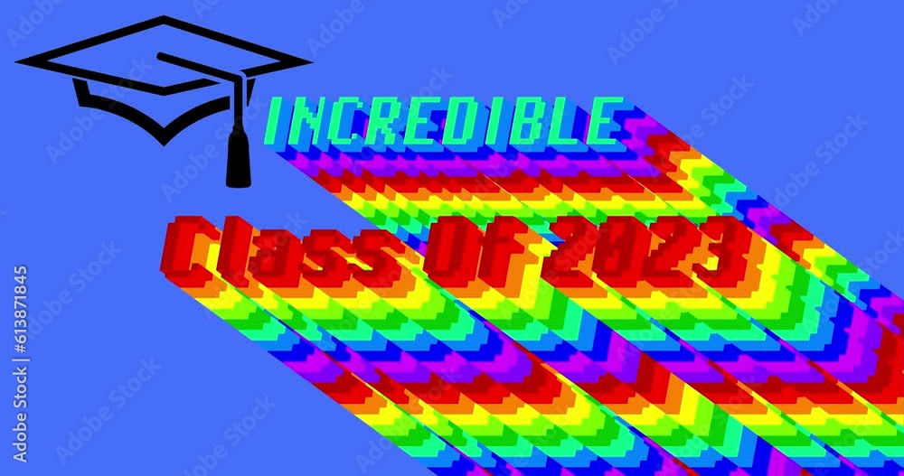 Incredible Class of 2023 text. 4k animated word with long layered ...