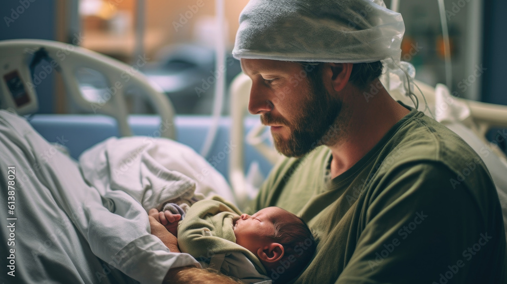 A newborn in the clinic, a baby born in the hospital, a sick patient on ...